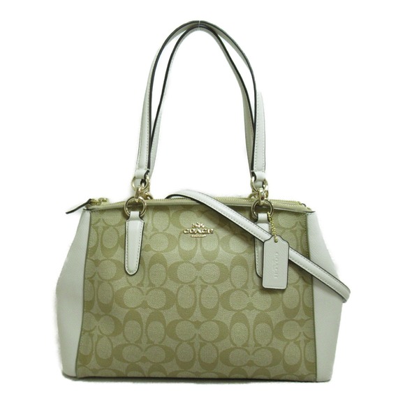 Coach | Bags | Coach 2way Tote Bag Beige White Pvc Coated Canvas F3669 ...